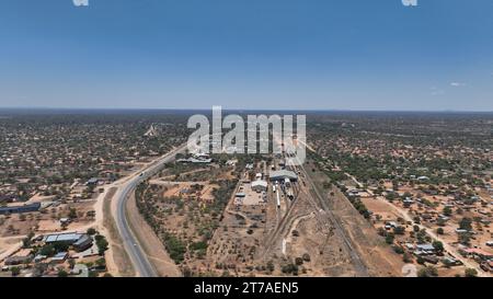 Botswana Railways maintanance yard aerial view in Mahalapye, Botswana ...