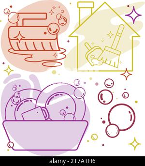Set of colored different clean icons Vector Stock Vector Image & Art ...
