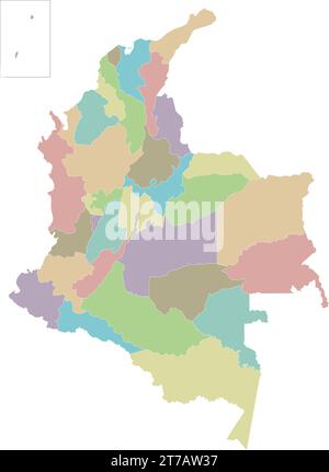 Colorful Colombia political map with clearly labeled, separated layers ...