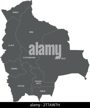 Bolivia political map of administrative divisions - departments ...