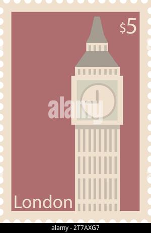 Postal stamp with BIG BEN famous landmark of LONDON, ENGLAND Stock ...