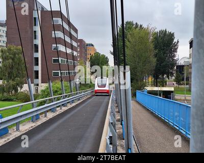 Unmanned mini buses of Transdev at Rivium in Capelle aan den IJssel in ...
