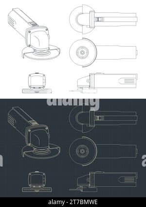 Stylized vector illustrations of electrical angle grinder Stock Vector ...