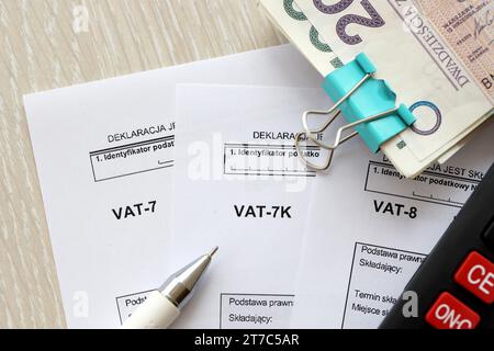 Declaration for tax on goods and services VAT-7 form on accountant ...