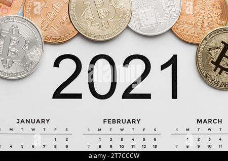 Bitcoins 2021 calendar assortment Stock Photo - Alamy