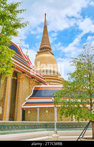 Ornate gold work at temple of Wat Suhat, built in 13th century ...