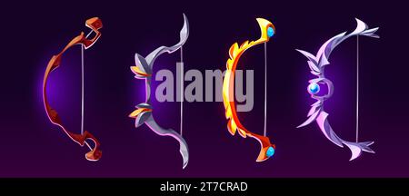 Magic bows game set isolated on background. Vector cartoon illustration ...