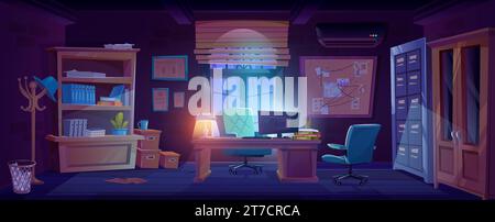 Evidence board in police office vector illustration. Cartoon interior ...