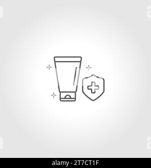 sunscreen line icon, outline symbol, vector illustration, concept sign ...