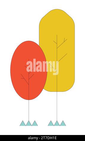 Autumn park trees 2D linear cartoon object Stock Vector Image & Art - Alamy