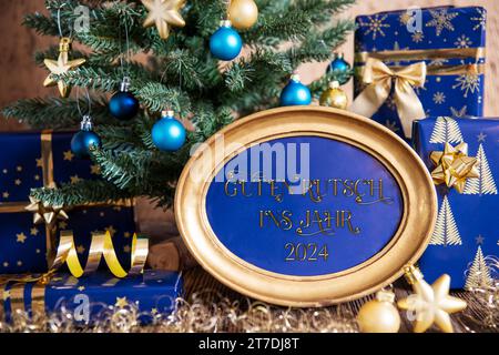 Golden Frame Guten Rutsch 2024, Means Happy 2024, Christmas Background ...