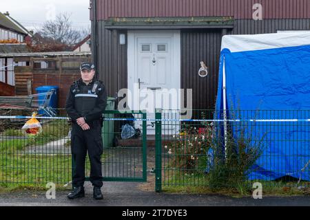 15 November 2023. St Ninians Drive crime scene and Police Office, Old ...