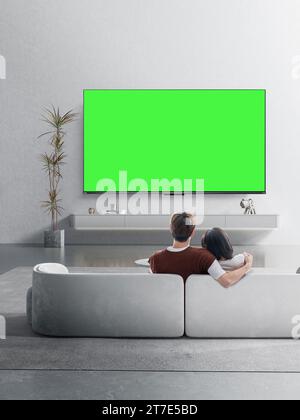People are watching and enjoying next to the TV, monitor with green ...