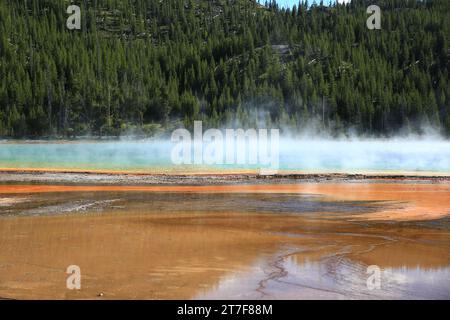 Eye level view of Grand Prismatic Spring in Yellowstone National Park ...