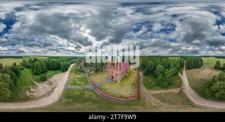 360° view of full hdri 360 panorama aerial view of neo gothic temple or ...