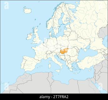 Location map of the REPUBLIC OF HUNGARY, EUROPE Stock Vector Image ...