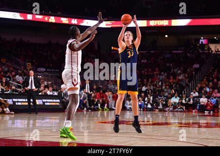 UC Irvine center Bent Leuchten, left, shoots against Southern ...