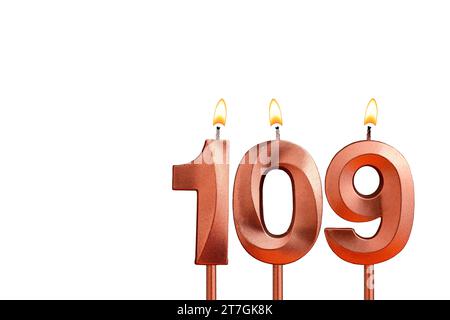 Birthday candle number 109 on white background Stock Photo - Alamy