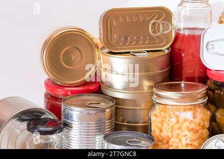 Food Reserves: Canned Food, Spaghetti, Tomato Juice, Pasta and Grocery ...
