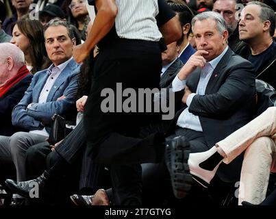Toronto, Canada. 15th Nov, 2023. Bell CEO Mirko Bibic, left, and Rogers ...