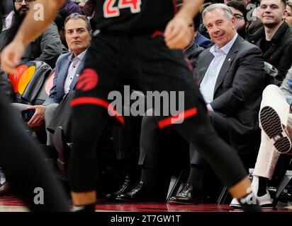 Toronto, Canada. 15th Nov, 2023. Bell CEO Mirko Bibic, left, and Rogers ...