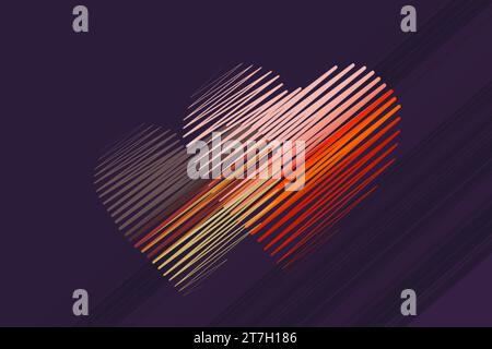 Two linked hearts. Connected red hearts with trendy background ...