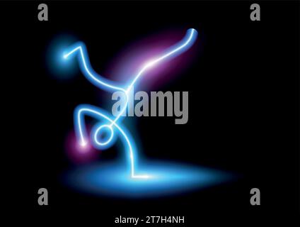 Dancing disco stick figure vector illustration. Hand drawn ux design ...