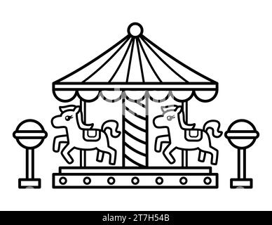 Merry Go Round Coloring Page For Children Stock Vector Image & Art - Alamy