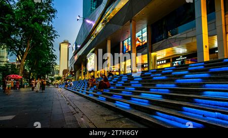 Colorful lighting at Wisma Atria, Orchard Road, Singapore Stock Photo ...