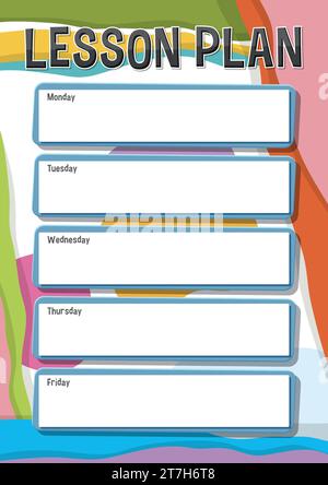 A vibrant and abstract daily lesson plan template Stock Vector Image ...