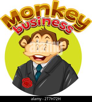 A hilarious cartoon illustration featuring cute monkeys in a business ...