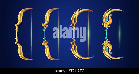 Magic bows game set isolated on background. Vector cartoon illustration ...