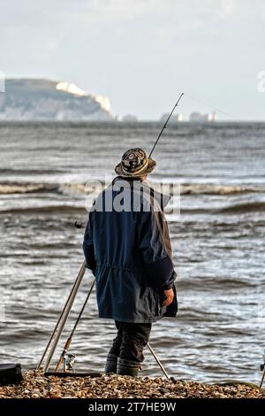 Sea angling off Avon Beach Mudeford Dorset UK Stock Photo - Alamy