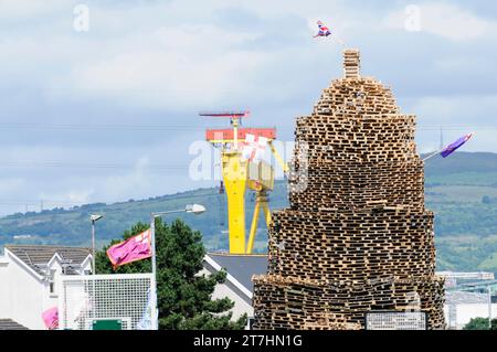 Large bonfire built in Ravenscroft Avenue for the annual 12th July ...