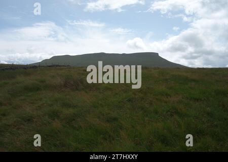 The Flat Topped Summit of Addlebrough Hill from the Path to the Village ...