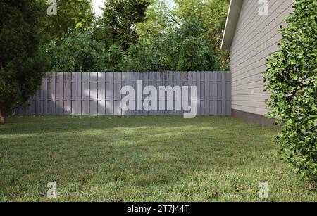 Traditional American home with two garages, a driveway and a large tree ...