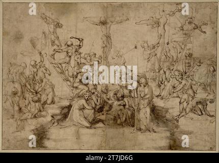 Crucifixion. (Scene with the three crosses and numerous figures on ...