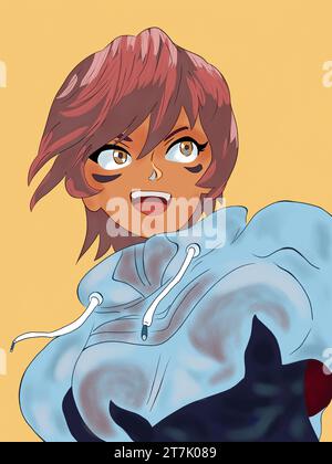 Digital pencil drawing of fictional female character. Color ...