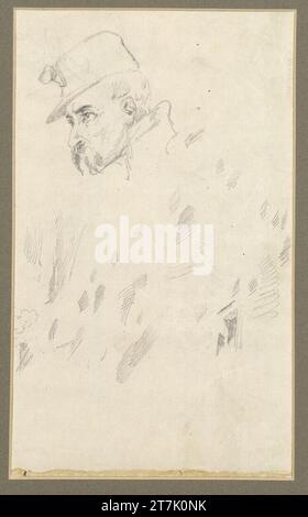 Head study of a customs officer with a mustache; Pencil samples, Carl ...