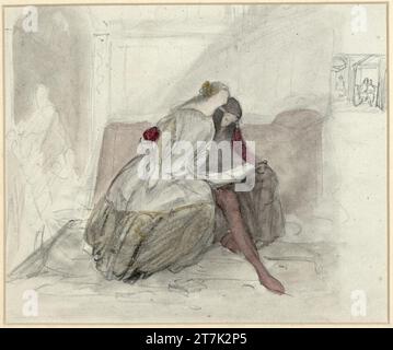 Josef Danhauser Design for poet love. Pencil, watercolor 1834 oder 1838 ...