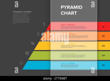 Vector Infographic stipe layers template with five levels - color ...