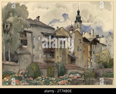 On the old city wall, Erwin Puchinger, Vienna 1875 - 1944 Vienna, drawing, watercolor ...