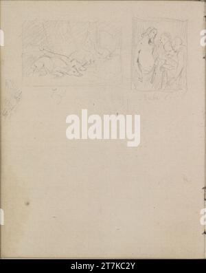 Josef Danhauser Sketch after Peter Paul Rubens' "Holy Trinity"); Head sketch; Sketch of a mother ...