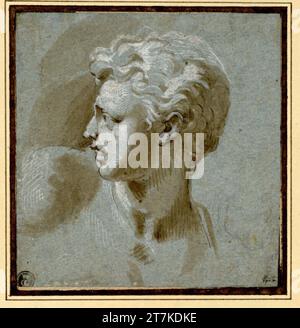 Anonym Portrait of a man in profile. Silver pencil, brush in gray, on ...