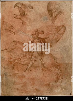 Study sheet with four heads, anonymous, 1759 drawing paper. chalk head ...