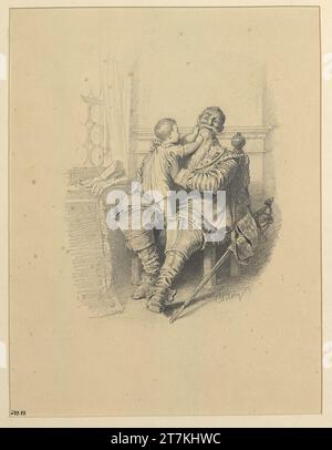 Warrior of the 17th century, playing with a child on his lap, Karl ...