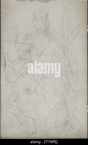 Emerich Alexius Swoboda Figure sketch with toga; Sketch and dimensions ...