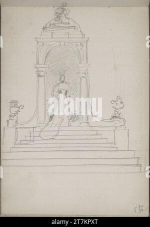 Emerich Alexius Swoboda Sketch of a monument with details. Pencil 1892 ...