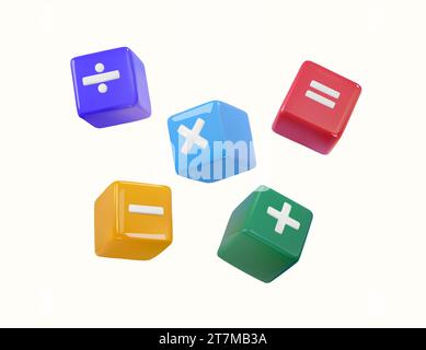 3d basic math and calculation learning, accounting concept with calculator, basic math ...