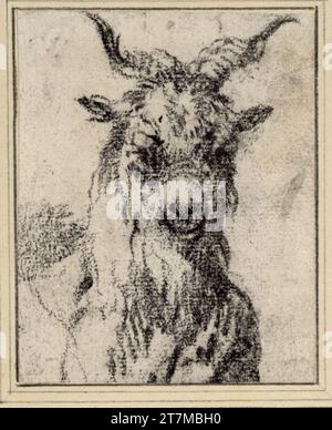 Philipp Peter Roos Goat head. Black chalk Stock Photo - Alamy